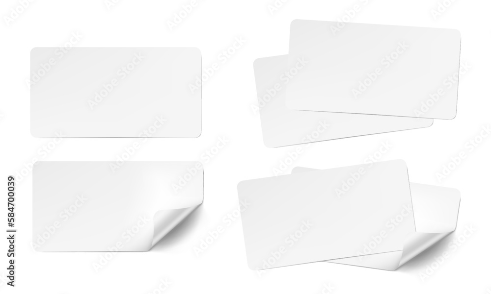 Photo & Art Print Realistic White Round Corner Paper Adhesive Cards, prah