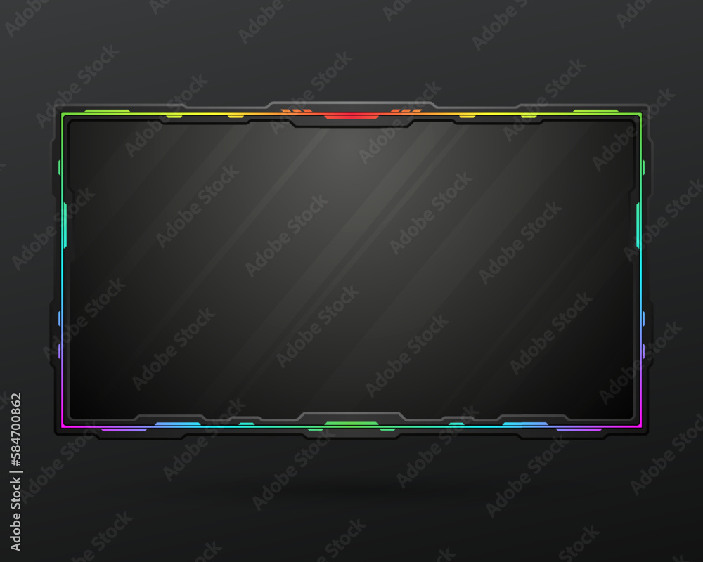 Vetor de Futuristic black stream overlay game gui screen panel frame ...