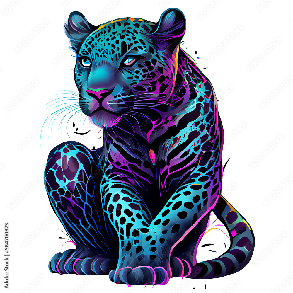 Colorful Panther png, panther clipart, panther design, sublimation ...