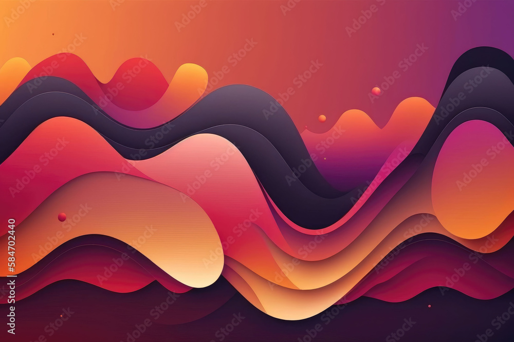 Gradient wave background material, AI generated Stock Illustration ...