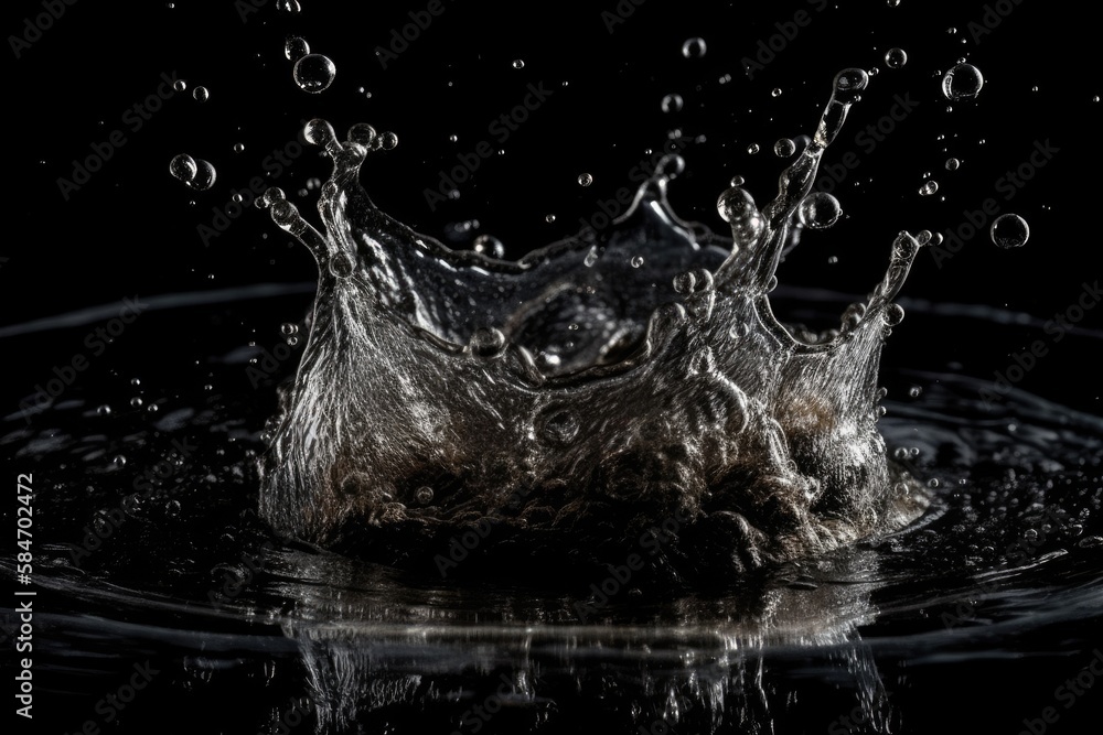 Splash of water on a black background. Isolated water splash on a dark ...