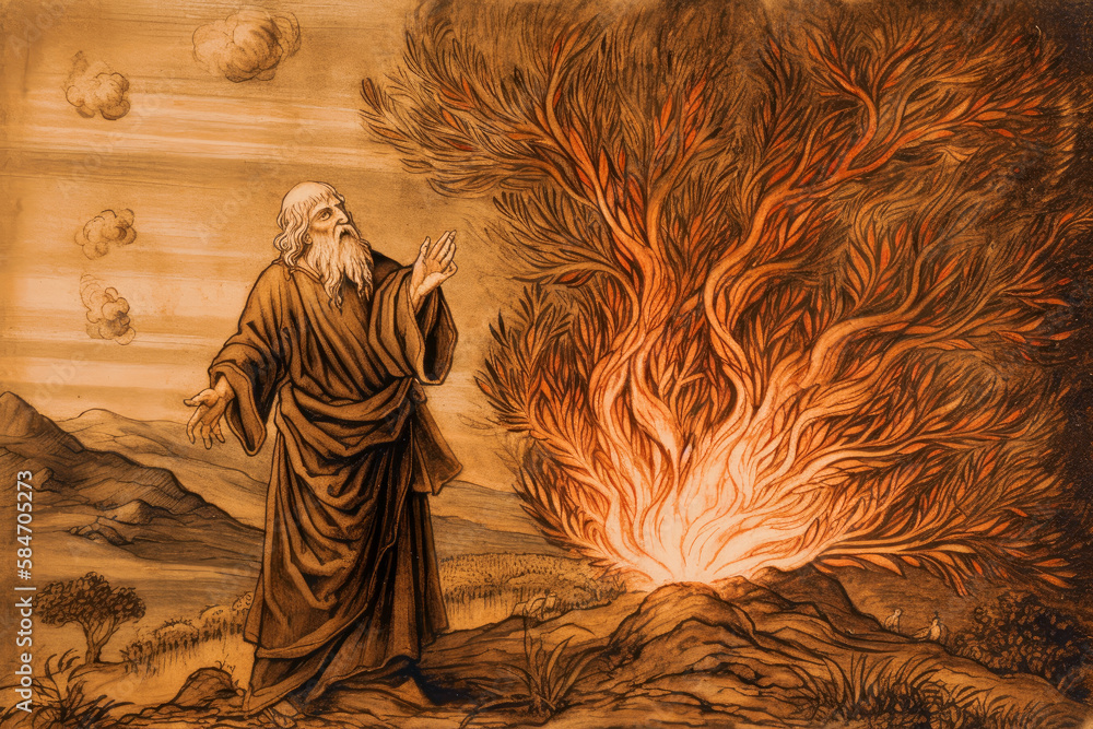 Moses and the Burning Bush: A Divine Encounter AI-Generated Stock ...