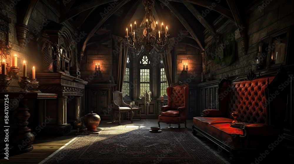 A Spooky Gothic Vintage Background: Step Into Dracula's Castle Living ...