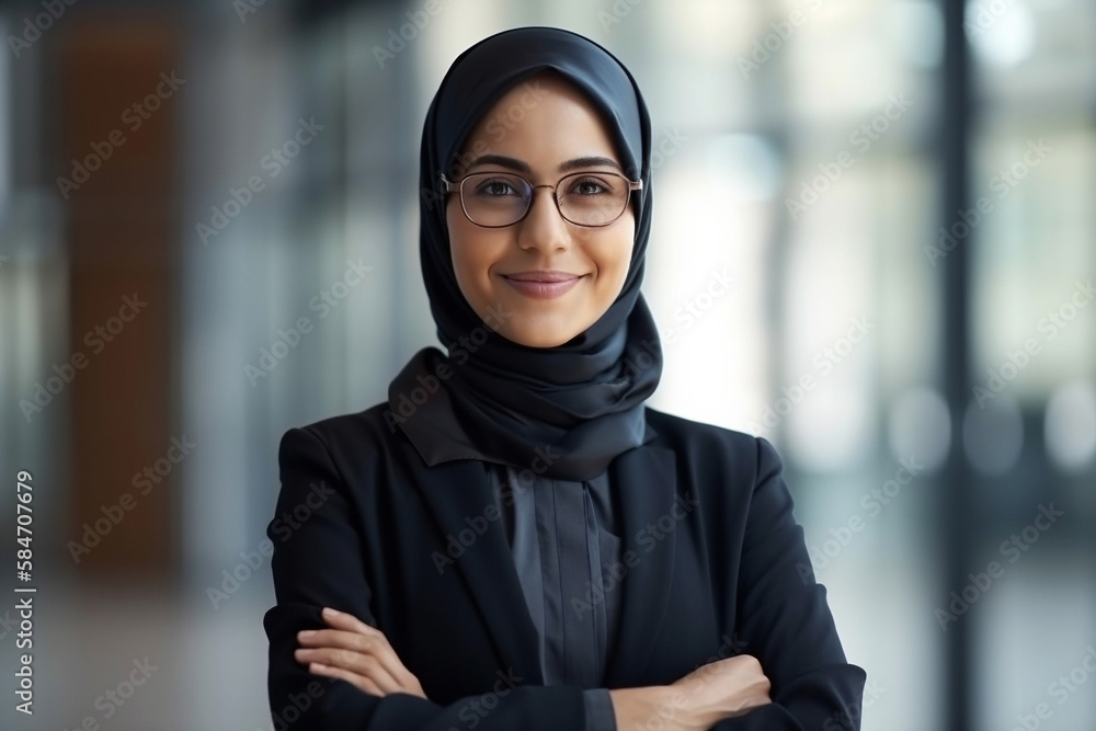 Muslim female CEO or Chief Executive Officer running a large ...