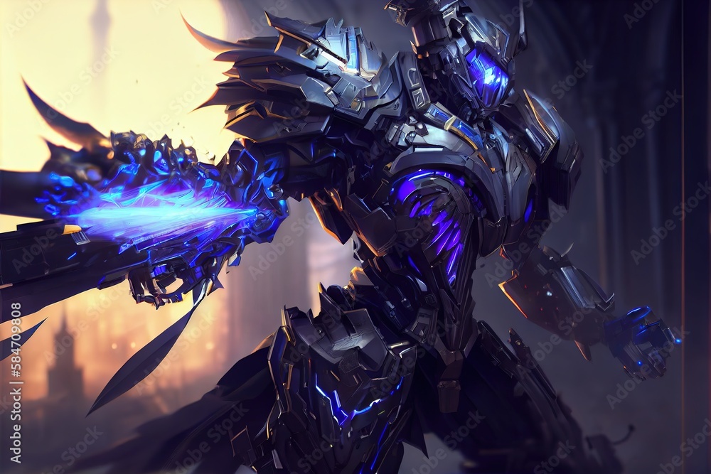 Scifi soldier anthropomorphic wereaven with futuristic sci-fi armor and ...