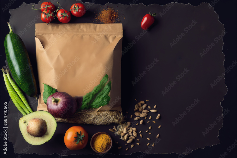 Brown Paper Bag Next to Avocado and Almonds with Other Fruits and ...