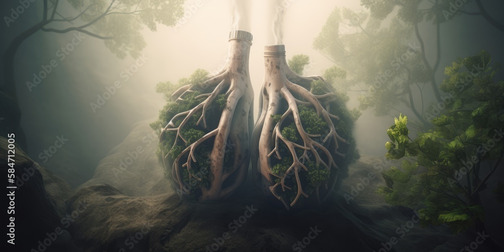 Lung Shaped Forest Symbolizing Oxygen Generation and Carbon Reduction ...