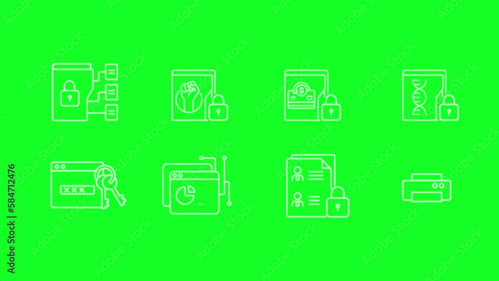 Animated info white line icons. Data analytics. Password access. Loop ...