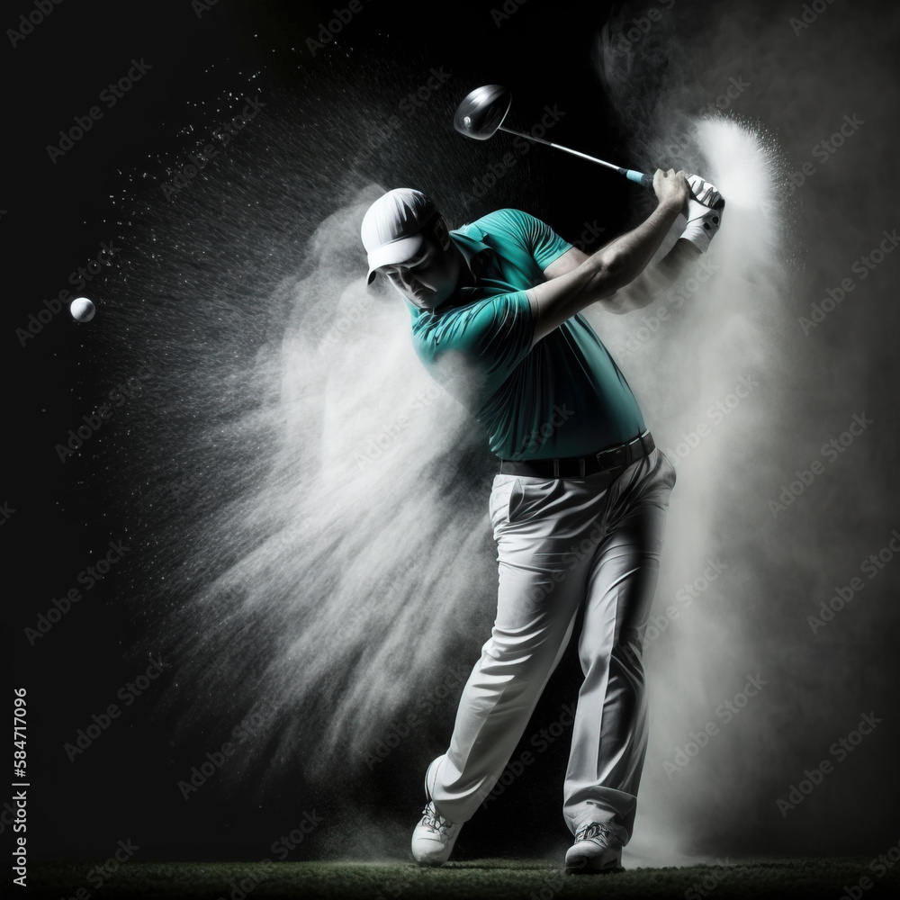 Golfer in golf swing created with Generative AI technology Stock ...