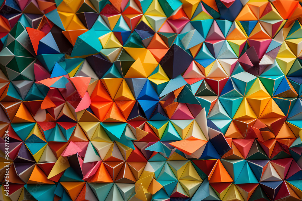 A Series Of Interlocking, Colorful Tetrahedrons, Arranged In A ...
