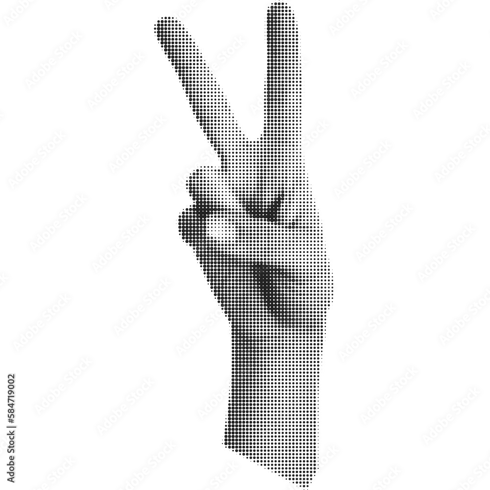 Halftone hand. Trendy png pieces. Gesture signs. Modern forms for card ...