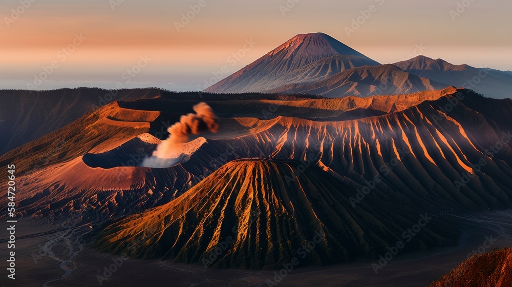 Mount Bromo, active volcano and part of the Tengger massif, East Java ...