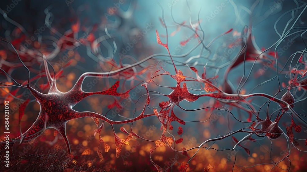Neurons, Active nerve cells, Conceptual illustration of neuronal cells ...