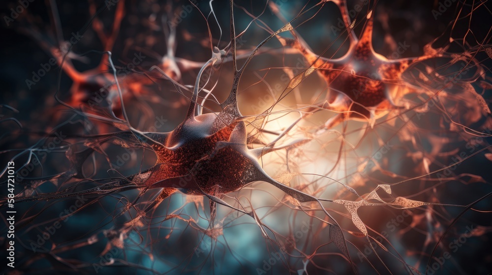 Neurons, Active nerve cells, Conceptual illustration of neuronal cells ...