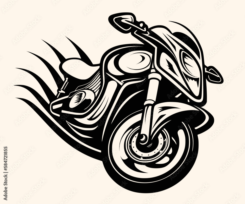 Vector Illustration of a Classic Motorcycle with lines drawing for logo ...
