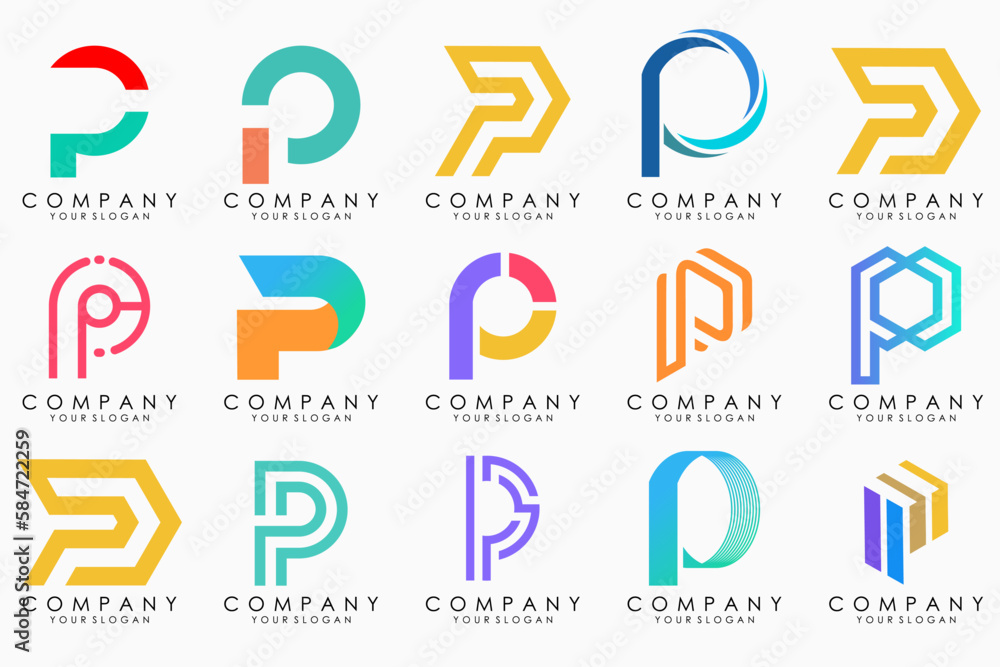 Set of letters P logo design. modern creative monogram icon design ...