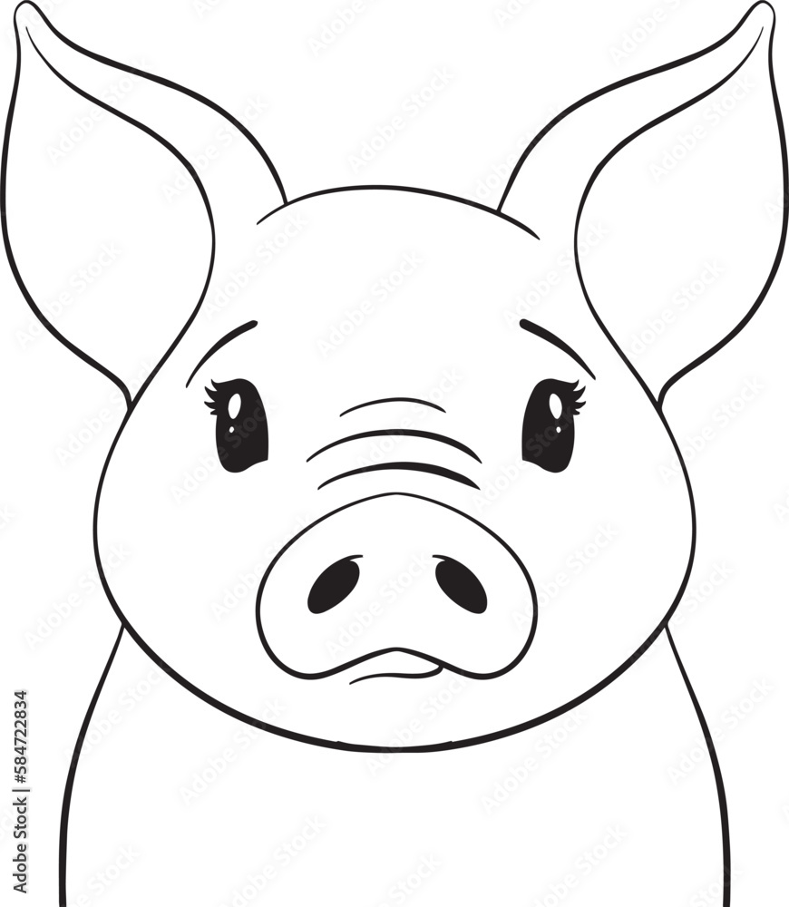 pig svg file, pig cut file, cute pig svg, pig face svg, pig vector, pig ...