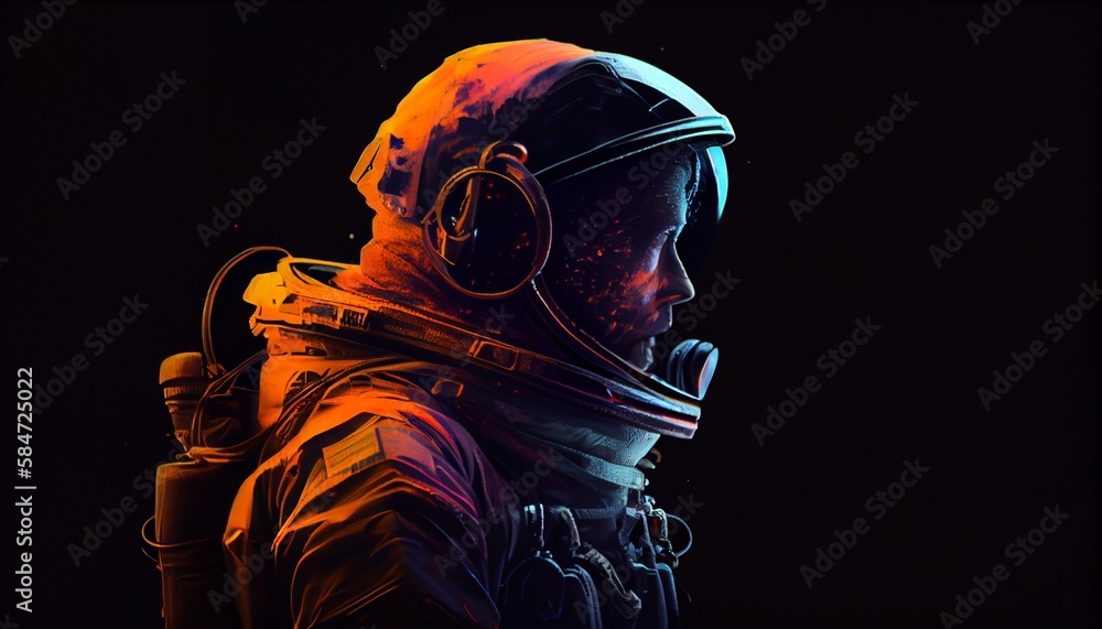 Minimalist close-up illustration of an astronaut with helmet ...