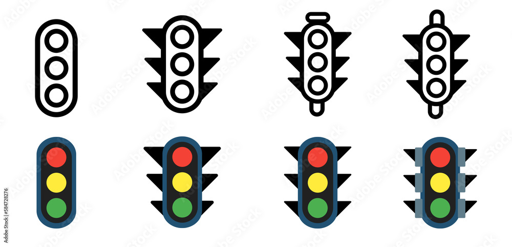 Traffic light icon set. Traffic light sign symbols. Collection of ...