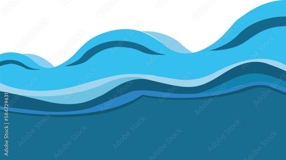 Ocean wave vector flat design style. Blue ocean wave vector ...