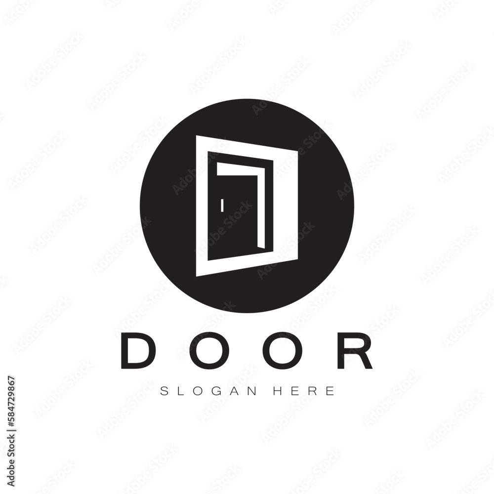 simple open door abstract logo, with geometric shapes,For building ...