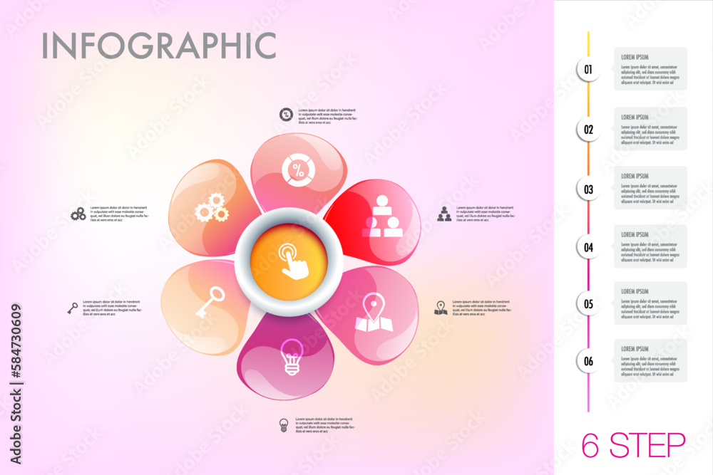 Infographic business flower, tree chart to present data, progress ...