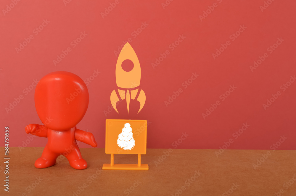 The concept of successful businessman launched his latest project like ...