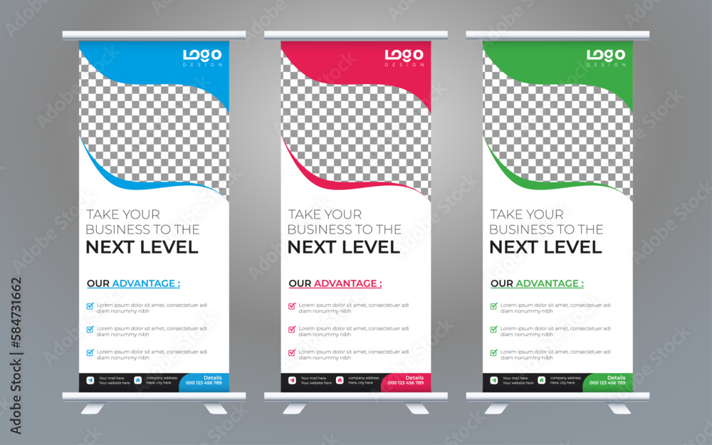 Roll up banner design print template Stock Vector | Adobe Stock