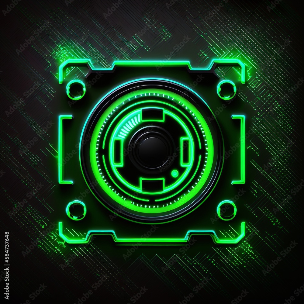 Green neon light music icon. Vibrant colored Audio technology symbol ...
