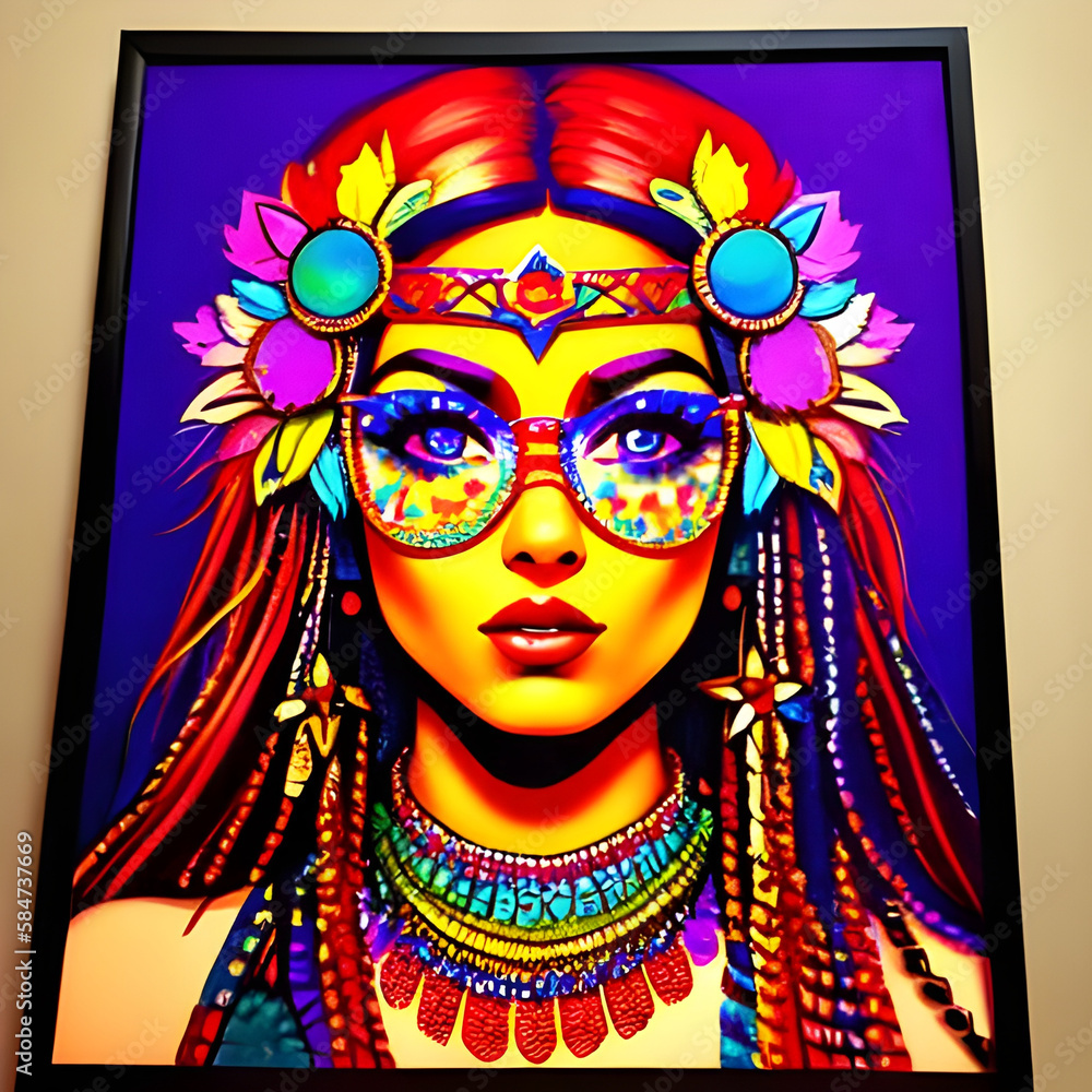pop art hippie. intricate high detail, dramatic, very dark lighting ...