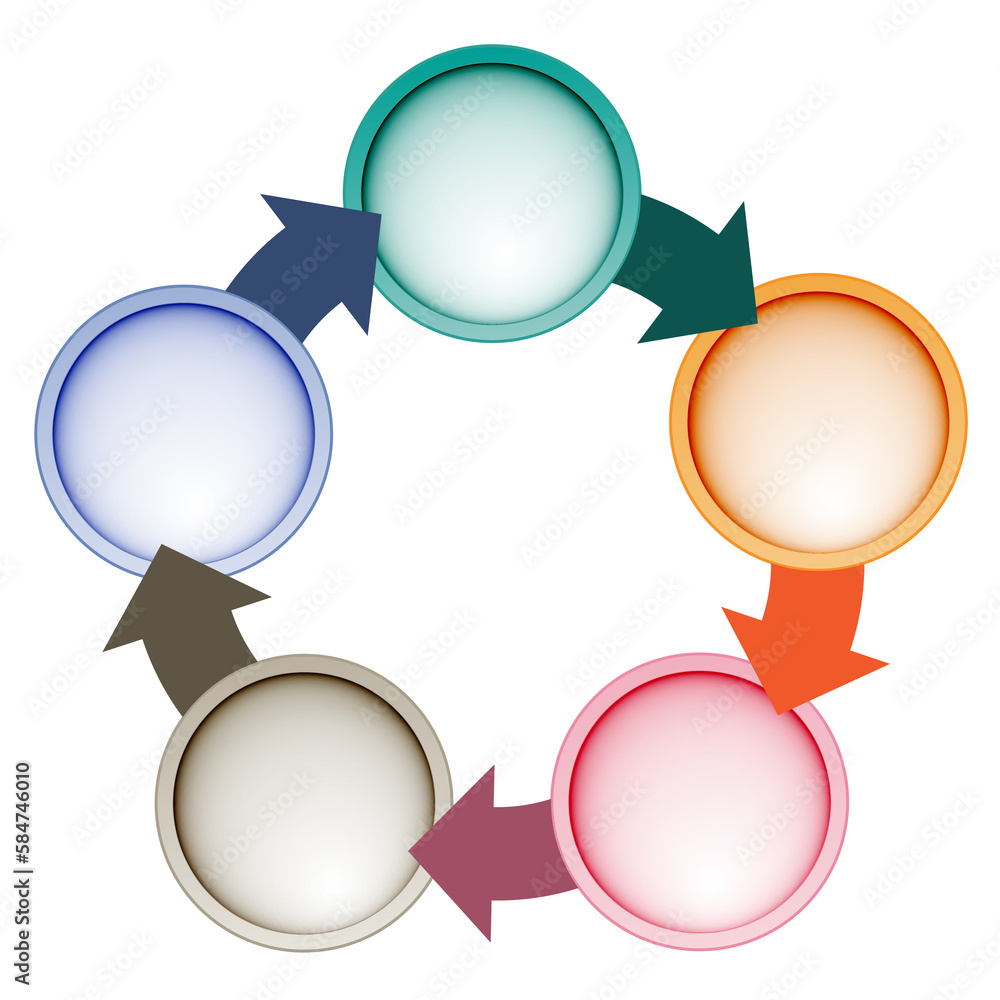Infographic cyclic process color template with text areas 5 positions ...