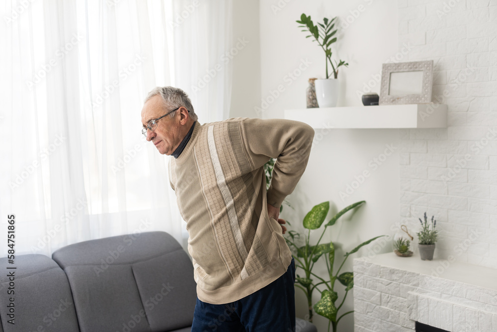 Caucasian old senior elderly unhealthy sickness grey male grandpa near ...