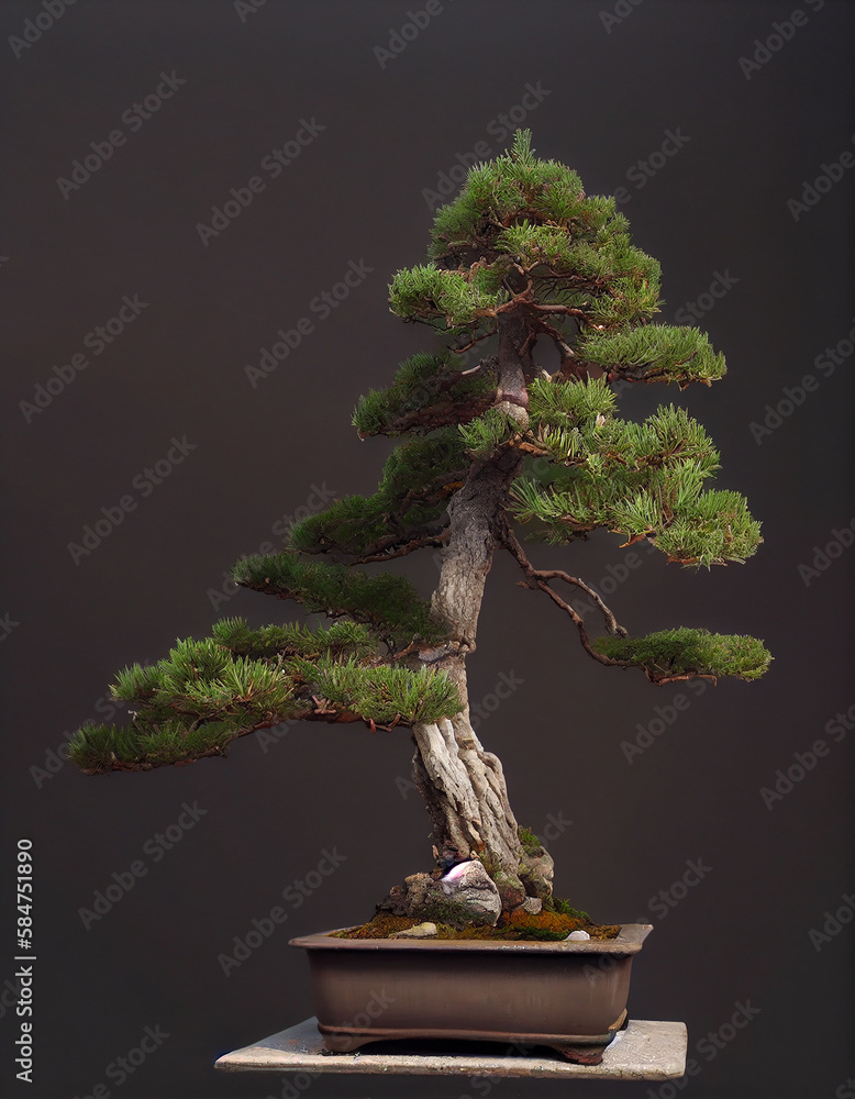 Japanese Bonsai pine tree (Pinus spp.) Stock Illustration | Adobe Stock