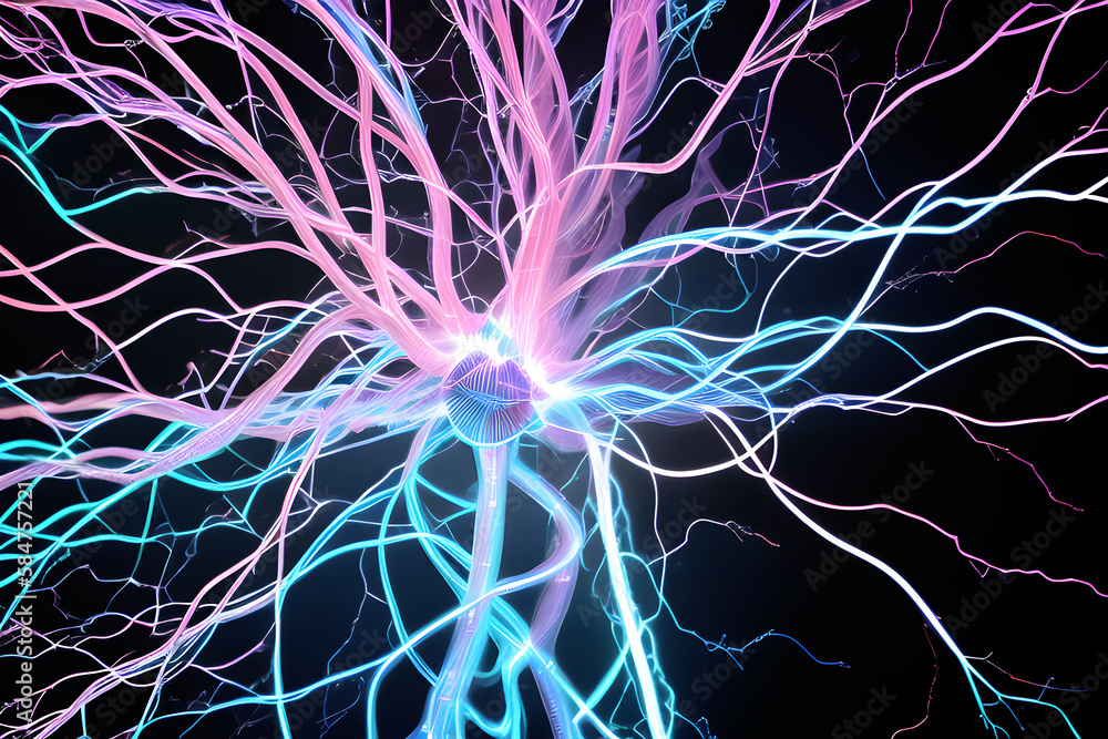 Image of the connections between neurons in the human brain. Generative ...