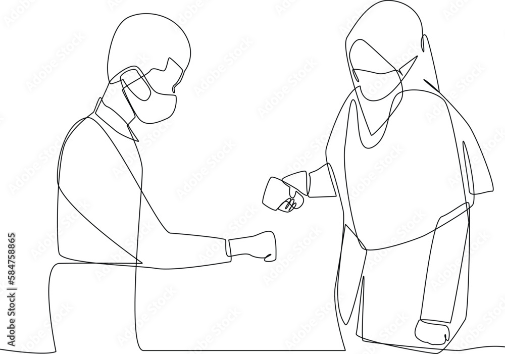 Continuous one-line drawing nurse check's the students' body ...