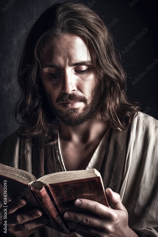Jesus reading the Bible in the time of the Roman Empire Generative AI ...