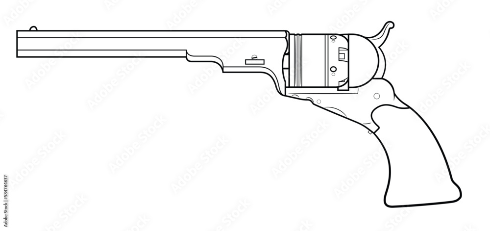 Vector illustration of the 1836 Colt Paterson revolver with cocked ...