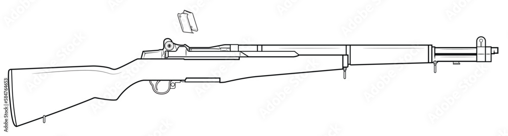 Vector illustration of the M1 Garand rifle and ejecting empty clips on ...