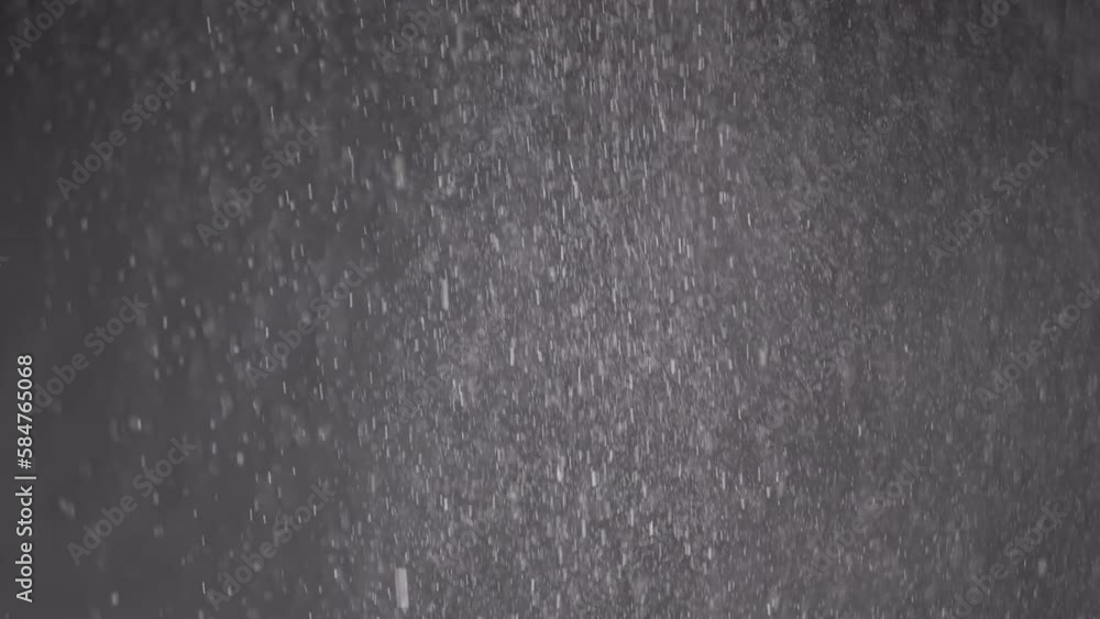 Falling Mixed Particles, Snowfall, Dust, Debris, Powder on Black ...