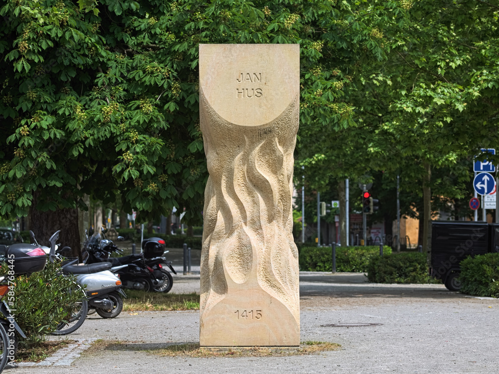 Konstanz, Germany. Monument to Jan Hus, which was burned in 1415 by ...
