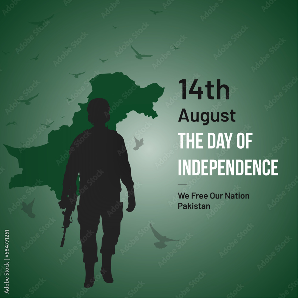 Happy Independence Day of Pakistan with a bold color scheme that ...