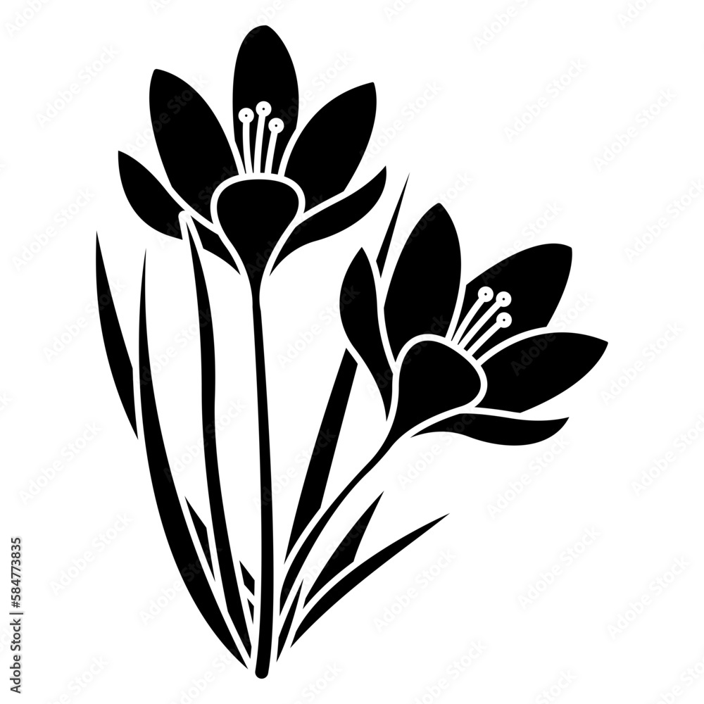 Solid Crocus flower icon Stock Vector | Adobe Stock