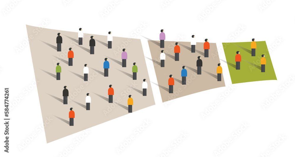 people crowd funnel flow conversion group graphic sampling statistics ...