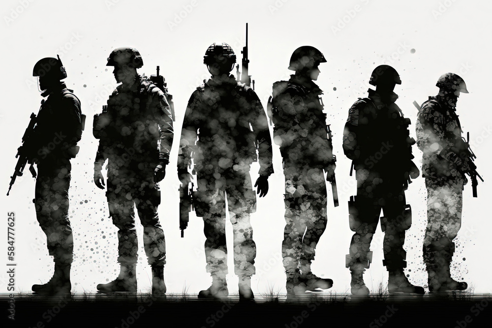 Silhouette of soldiers. AI generated Stock Illustration | Adobe Stock