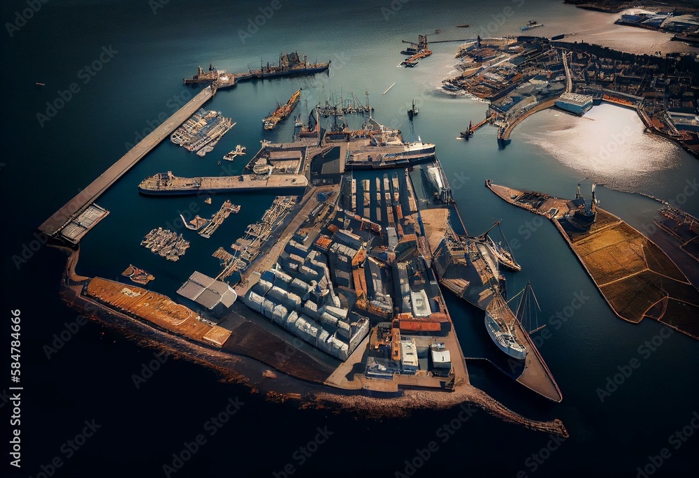 Aerial image of the port of Lorient in southern Brittany, which Vauban ...