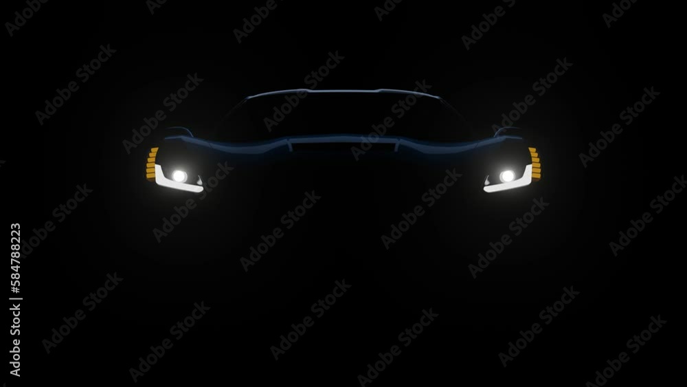 3D Rendered Super car Cinematic front view in dark background, blue ...