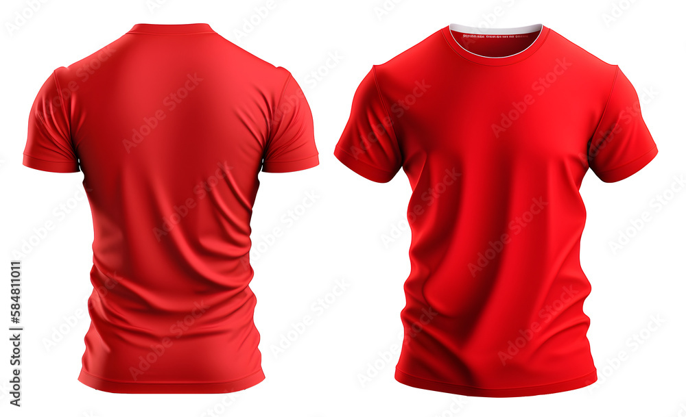 plain red t-shirt mockup template, with view, front, back, Stock ...