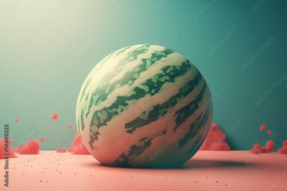Globe sphere orb watermelon concept on pastel background. minimal idea ...