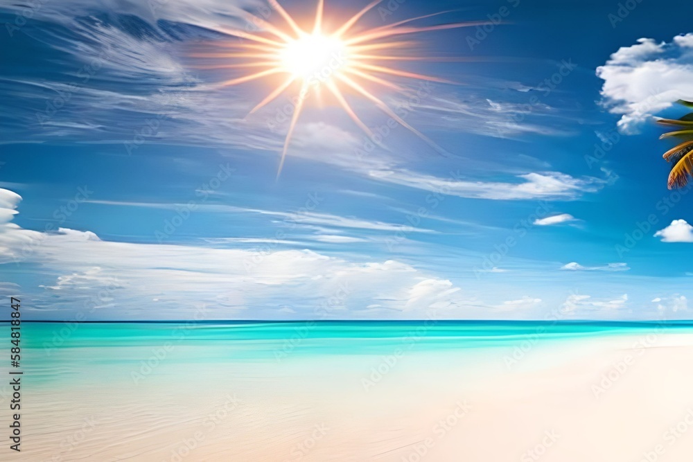 Summer panoramic landscape, nature of tropical beach with wooden ...