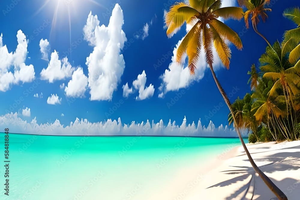 Summer panoramic landscape, nature of tropical beach with wooden ...